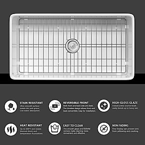 Miuara Farmhouse Sink 33 Inch White Farmhouse Sink Farm Sink Farmhouse Kitchen Sink Apron Sink Fireclay Sink Farmer Sink Undermount Kitchen Sink White Kitchen Sink Single Bowl with Accessories
