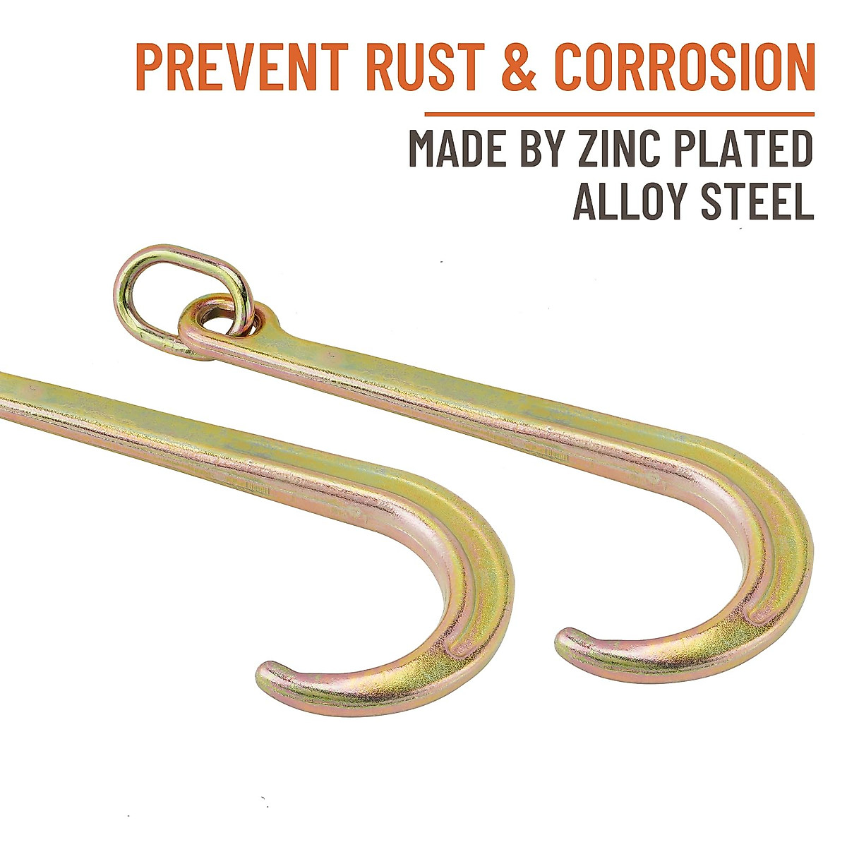 SPARKWHIZ 15 Inch J Tow Hook Heavy Duty Grade G70 5,400 lbs, Axle Strap Wrecker Roll Back Clevis, 2 Pack