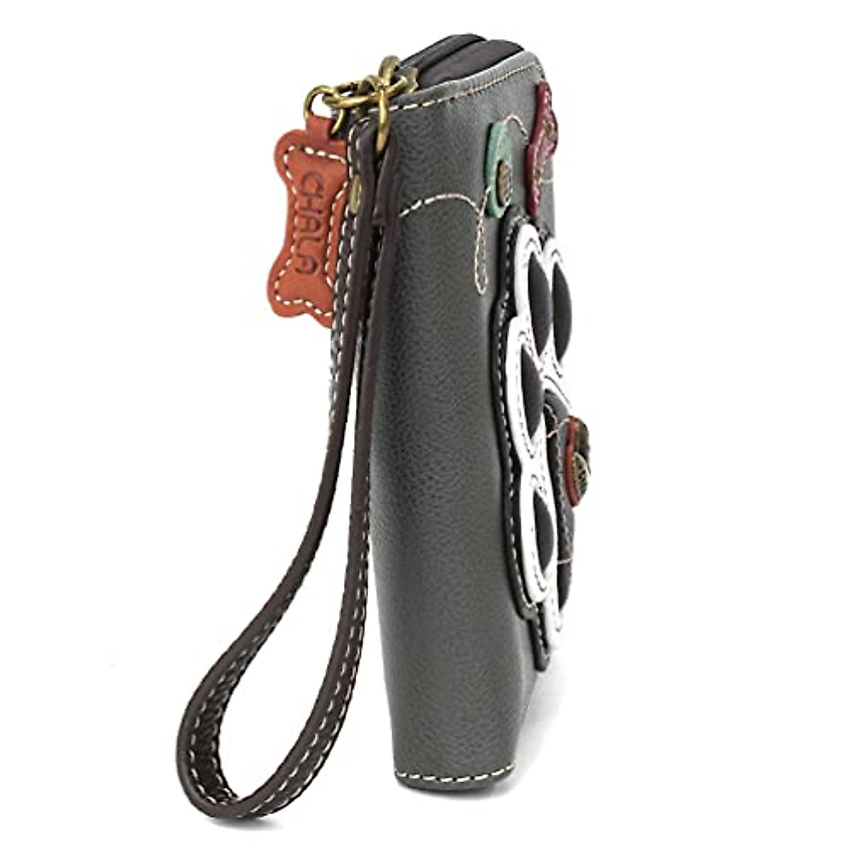 Chala Handbags Black Paw Print Zip-Around Wristlet Wallet, Dog Mom, Dog Lover-Rescue