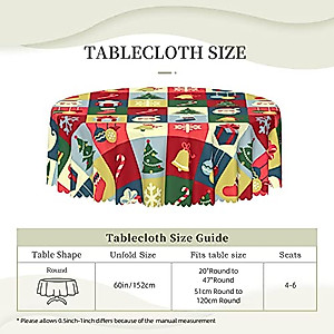 Elightvap Christmas Round Tablecloth 60 Inch, Polyester Lace Tablecloth,Stain Resistance, Water Repellent and Wrinkle-Free for Party Dinning Tabletop Wedding Home Deco