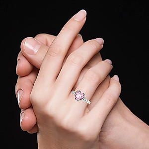 Daffany Pink Heart Vintage Twisted Rope Side-stone Cathedral Engagement Ring 925 Sterling Silver (7)