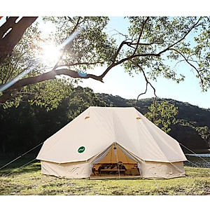 Playdo 6M Large 4 Season Canvas Wall Tent Yurts Tent with Stove Jack for Camping Festival (Size 19.6'L x 13.1'W x 9.8'H) (with stove jack)