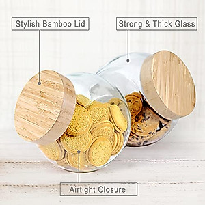 ECOEVO Glass Penny Jars with Bamboo Lids, Glass Cookie Jars, Glass Candy Jars, Glass Jars with Lids, Glass Food Storage Containers with Bamboo Lids, 2 Pack of 48oz