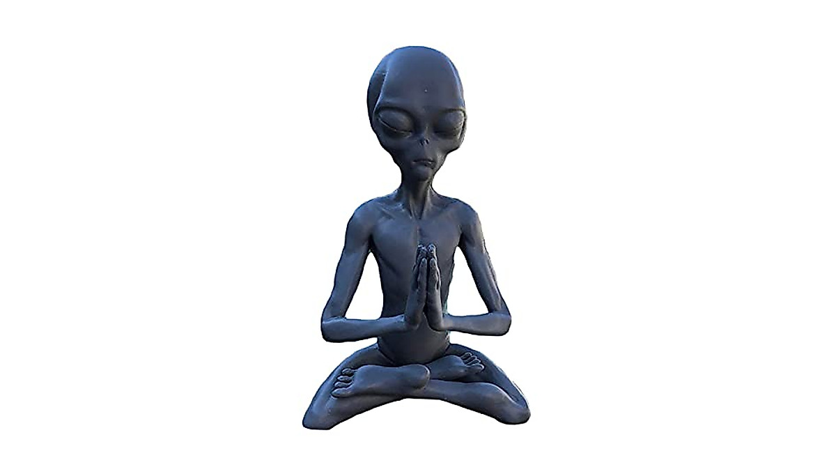 Meditating Alien Garden Statue - Unique Resin Art & Decor