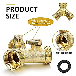 6 Pieces Heavy Duty Garden Hose Connector Y Tap Splitter Garden Hose Splitter Water Faucet Splitter 2 Way Outdoor Hose Faucet Adapter 2 Valves Hose Spigot Adapter Plus 24 Extra Rubber Washers