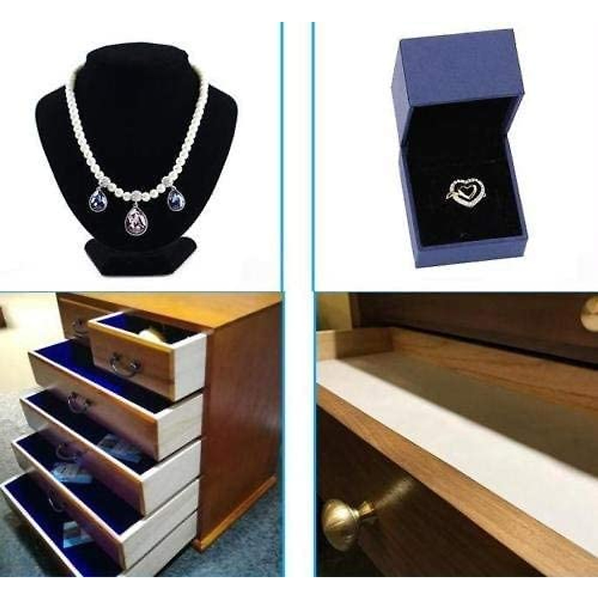 Self Adhesive Velvet Flocking Liner for Jewelry Drawe Self Adhesive Felt Fabric,DIY Craft Fabric Peel Stick17.78X78.8 Inch (Approx.45 x199 cm) (Blue)