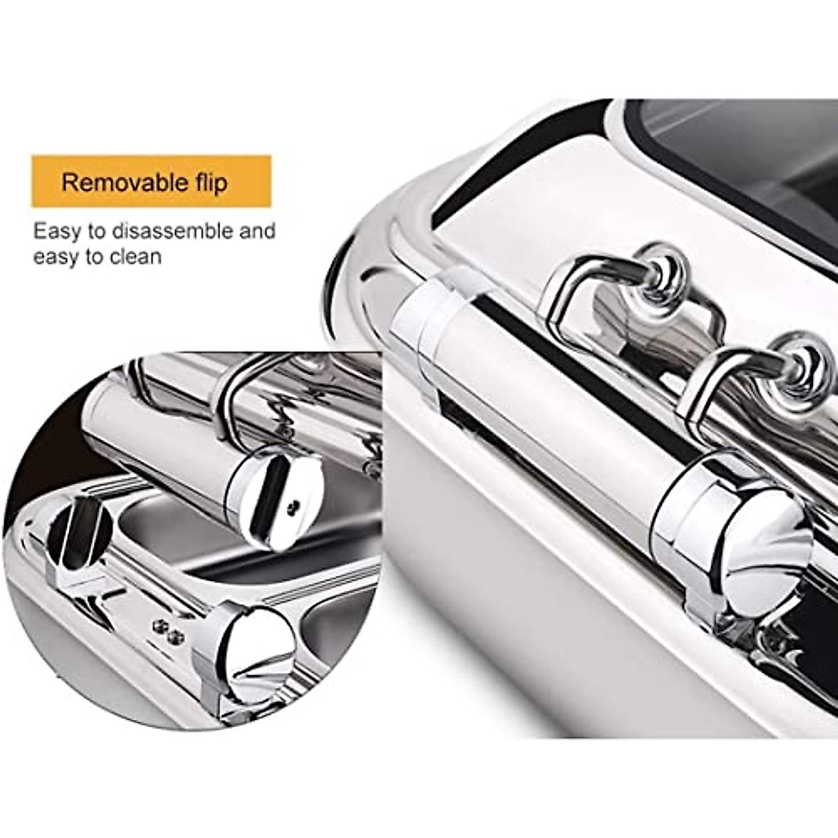 UZOURI Stainless Steel Chafing Dish, Chafing Dish Set Food Warmer Buffet Chafing Dishes Set for Catering Buffet Warmer with Hydraulic Flip, for Buffet Catering(Color:Square Section) (Square Section)