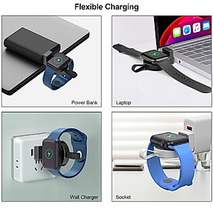 2 Pack Wireless Chargers Compatible for Apple Watch Portable USB Magnetic iWatch Charger,Travel Cordless Charger Fast Charging for Apple Watch Series 6/5/4/3/2/1/SE 44mm 42mm 40mm 38mm(White)