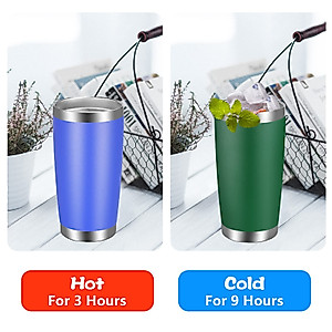 VEGOND 20oz Tumbler with Lid and Straw Stainless Steel Tumbler Cup Bulk Vacuum Insulated Double Wall Travel Coffee Mug Powder Coated Coffee Cup(Powder Green 6 Pack)