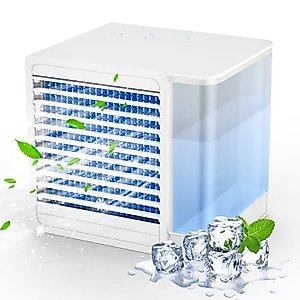 WAPEMORK Mini Portable Air Conditioners - Personal Air Conditioner with LED Night Light, USB Powered Desktop Evaporative Air Cooler with 800ML Water Tank for Car, Camping, Office and Room