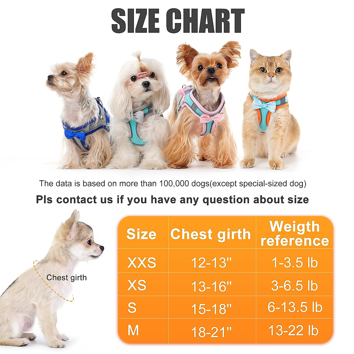 WOCUME Dog Harness with Leash Set, Step-in Breathable Puppy Cat Dog Vest Harnesses, No Pull Adjustable Reflective Puppy Harness with Soft Padded Vest for Extra-Small/Small Medium Large Dogs and Cats