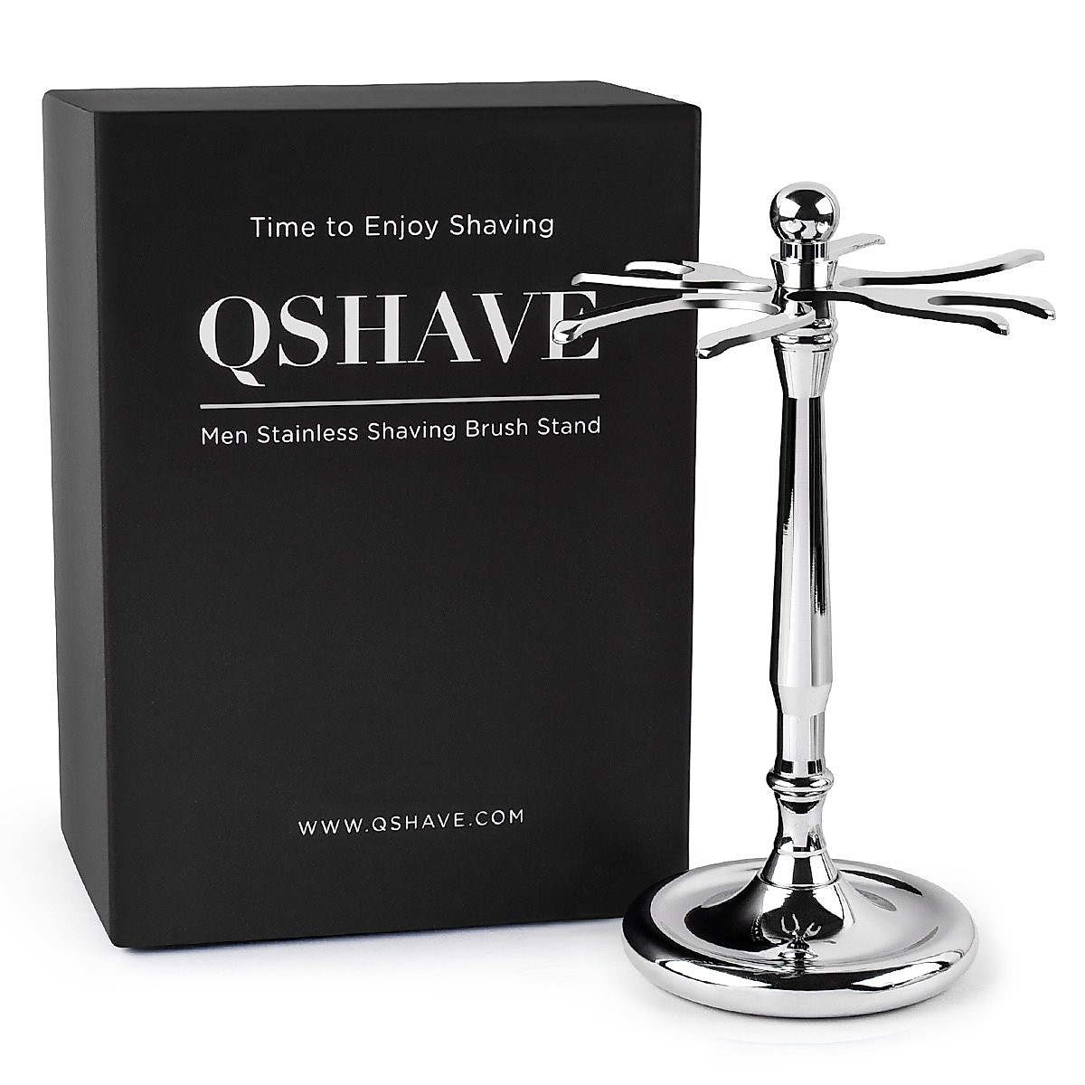 QSHAVE Deluxe 4 Prong Chrome Razor and Brush Stand, Prolong The Life of Your Shaving Brush