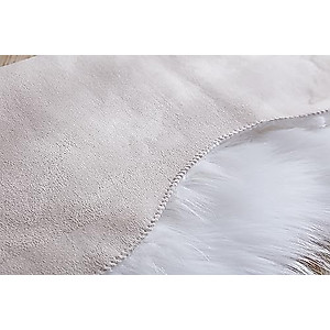 RINOLO Luxury Decorative Hand Tufted Faux Fur Sheepskin Area Rug,Chair Couch Cover,Fuzzy Rugs for Bedroom Floor,Sofa Living Room Soft Throw Rugs for Kids Boys Girls Room Decor (White, 32" x 71")