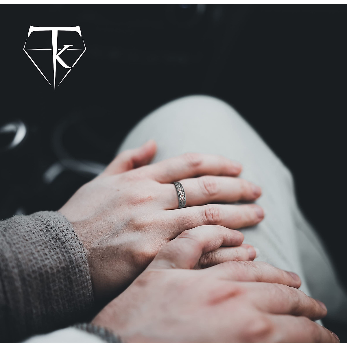 Takar Sterling Silver Diamond Pisces Statement Filigree Rope Band Ring for Men and Women, astrology name Zodiac Ring, Made in USA (Size 9.5)