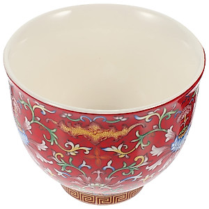 DECHOUS Chinese Tea Set Ceramic Tea Cups Kung Fu Tea Cups Flower Pattern Saki Cup Matcha Tea Cup Retro Japanese Chinese Tea Cups Drinking Teaware For Morning Tea Tray Red Espresso