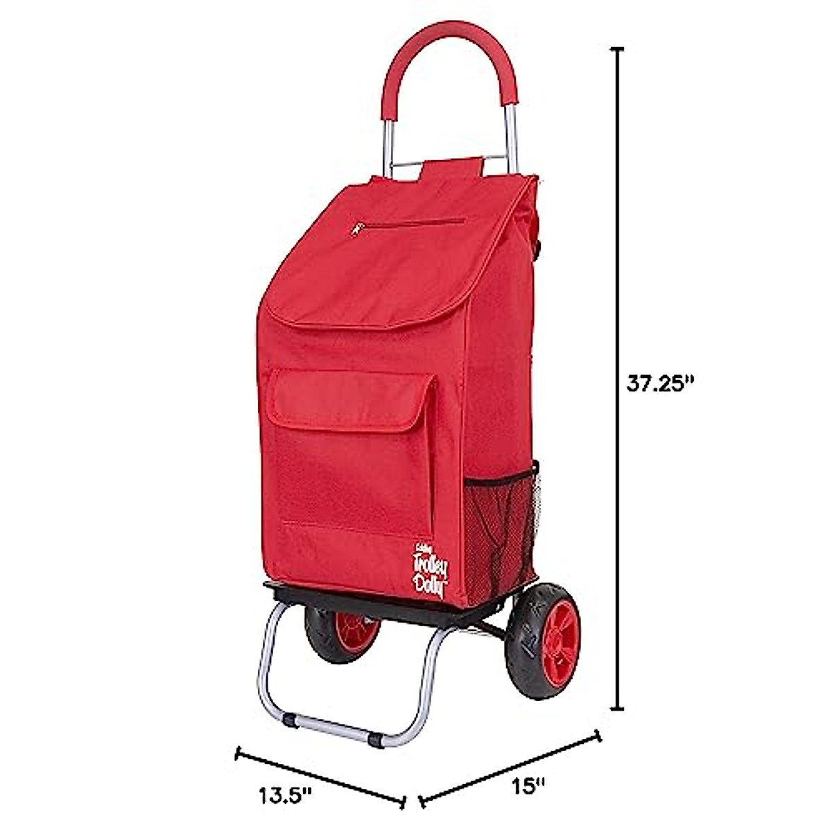 dbest products Trolley Dolly Red Foldable Shopping cart for Groceries with Wheels and Removable Bag and Rolling Personal Handtruck Standard