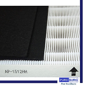 PUREBURG AP-1512HH Replacement True HEPA Filter Set Compatible with Coway AP-1512HH, AP-1518, AIRMEGA 200M Mighty Air Purifiers,Replaces Part 3304899, H13 Activated carbon Air Clean Dust,2+4