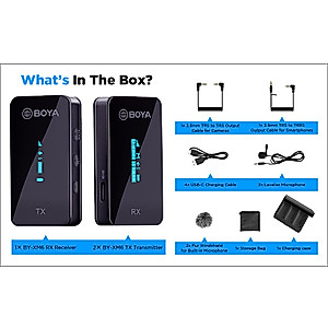 BOYA BY-XM6-K2 Wireless Lavalier Microphone with Charging Case & Mono/Stero,2.4GHz OLED Diplay Wireless Lapel Mic for YouTube,Tiktok Vlogging,Live Stream, Video Recording