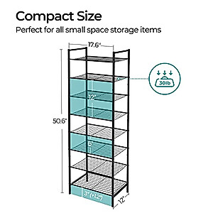 SONGMICS Shoe Rack 8 Tier Tall Shoe Storage Organizer, Sturdy Metal Narrow Shoe Rack Shelf for Closet Entry Small Space, Slim Shoe Stand Holder for 16-24 Pairs, Stackable Vertical Shoe Tower, Bronze