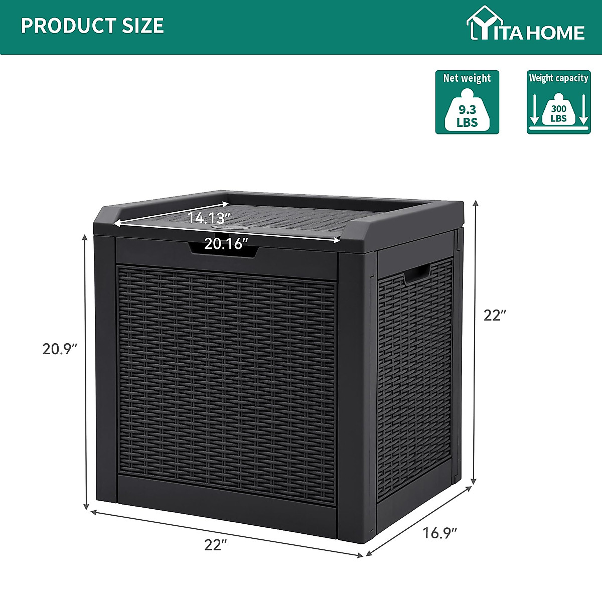 YITAHOME 32 Gallon Deck Box, Resin Storage with Lockable Lid & Side Handles, Indoor Outdoor Small Container for Patio Cushion, Garden Pool Accessories, Backyard Furniture, Water Resistant