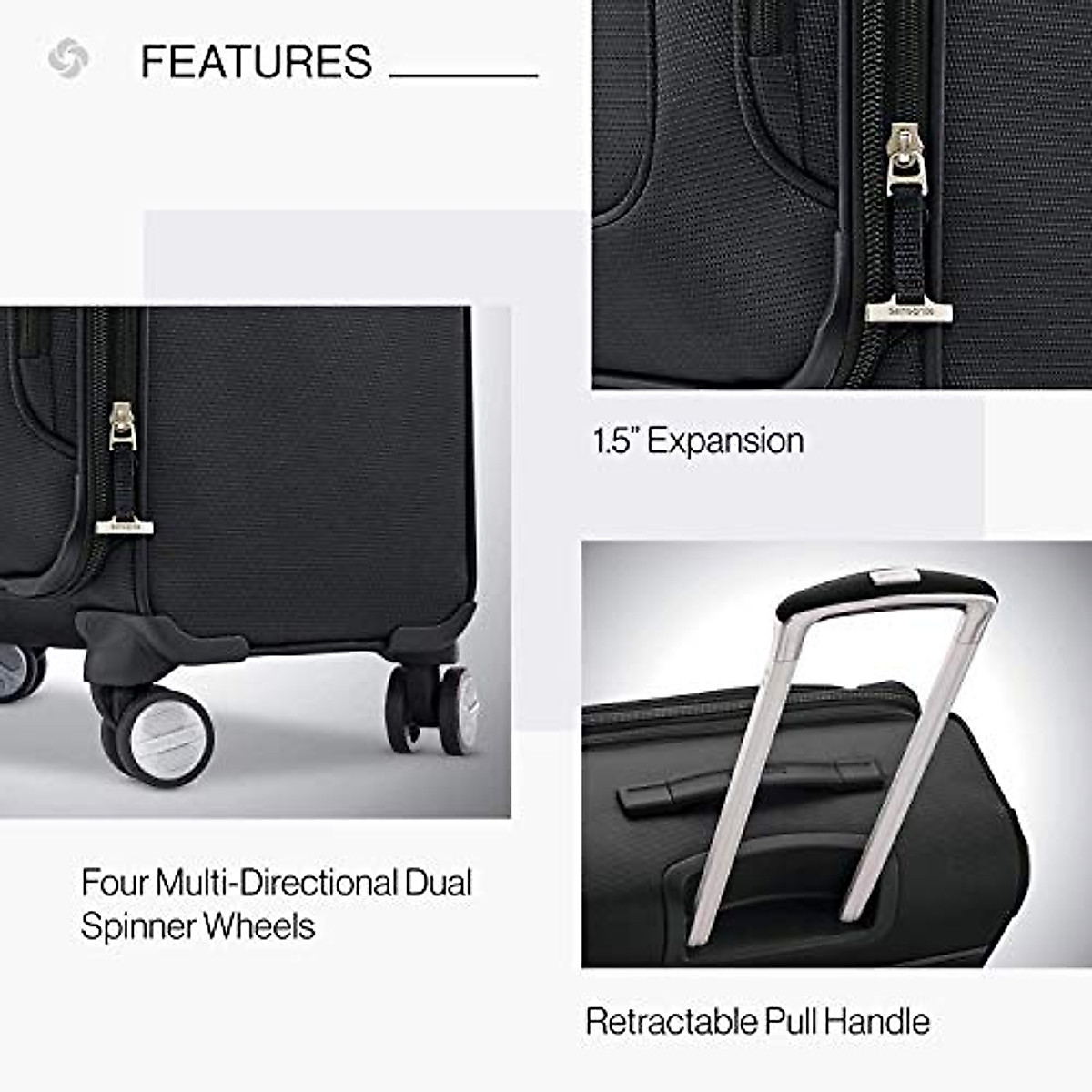 Samsonite Solyte DLX Softside Expandable Luggage with Spinner Wheels, Midnight Black, Checked-Large 29-Inch