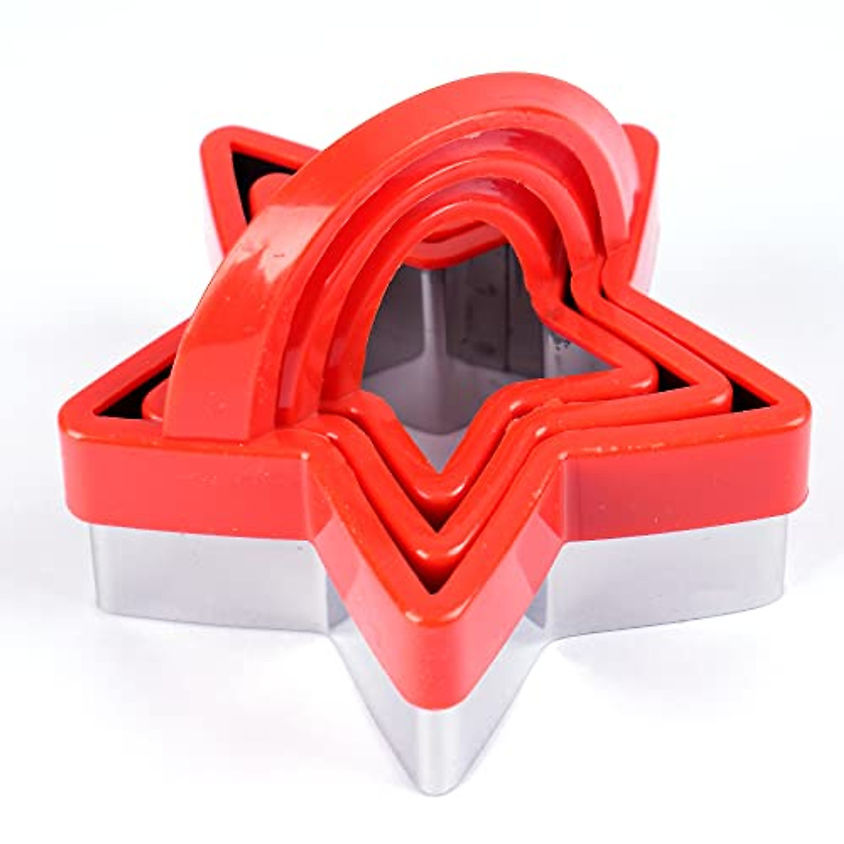 Tugaizi 3 Pack 4th of July Star Cookie Cutters Set with Handle Stainless Steel Biscuit Cutter Mini Mold for Pressing Cookie, Sandwich, Bread Independence Day