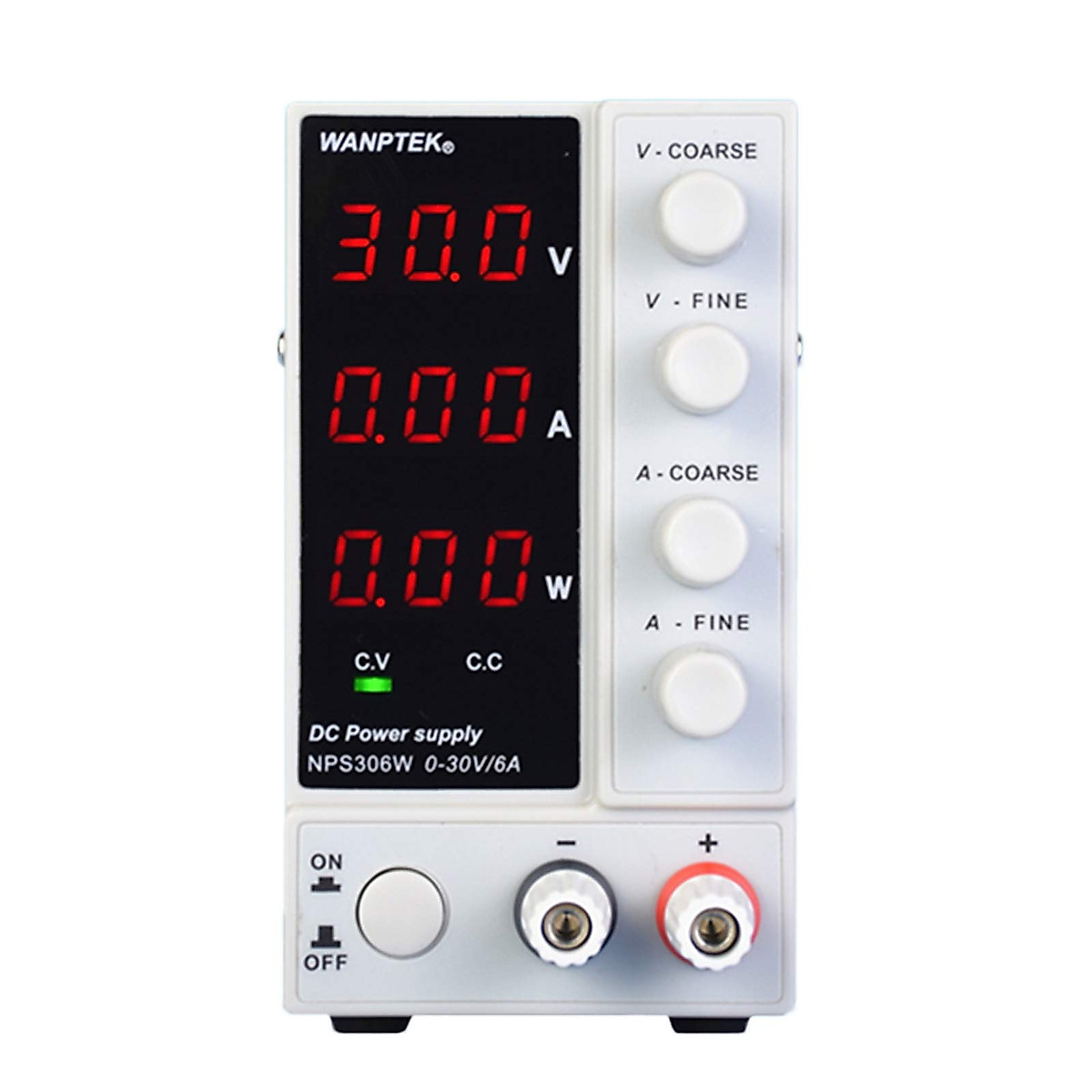 WANPTEK NPS306W DC Power Supply Variable, 30V 6A Adjustable Switching Regulated DC Power Supply Digital Regulated Lab Grade for Research Institutes, Laboratories, Factories White