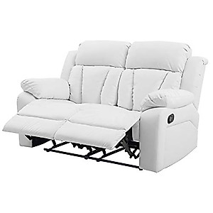 Glory Furniture Reclining Love seat, White Faux Leather