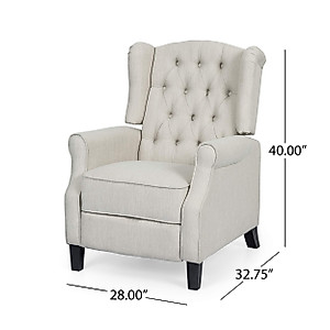 Christopher Knight Home Sarah Fabric Recliner, Beige, Dark Brown