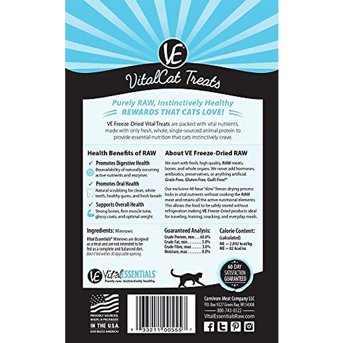 Vital Cat Freeze-Dried All-Natural Minnows Cat Treats, 0.5 oz.