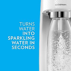 SodaStream Fizzi Sparkling Water Machine Bundle (White), with CO2, 1/2 Liter BPA-Free My Only Bottle, and 0 Calorie Fruit Drops Flavors