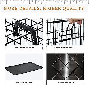 Pet Dog Crate, 48 Inches Large Dog Cage Double Door Folding Crate Metal Wire Dog Kennel with Divider Panel Leak-Proof Plastic Pan, Indoor Outdoor Basic Pet Crates for Medium Large Breed Dog XL XXL