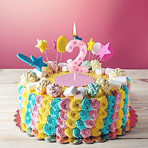 Dog Paw Birthday Candle, Pink Dog Paw Print Themed Birthday Candle Cute Numeral Birthday Cake Topper for Boy Girl Pet Birthday Decoration Party Supplies (Number 2)