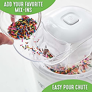 GreenLife 1.5QT Electric Ice Cream, Frozen Yogurt and Sorbet Maker with Mixing Paddle, Dishwasher Safe Parts, Easy one Switch, BPA-Free, White