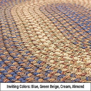 Super Area Rugs Classic Hartford Soft Blue & Cream Braided Rug Made in USA,2' X 3' Oval