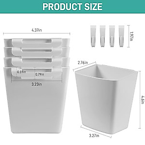 LEZIOA 5 Pack Hanging Cup Holders, Multipurpose Rolling Cart Accessories Utility Cart Accessories For Art & Craft Supplies, Space Saving Hanging Storage Basket Pencil Holder Makeup Organizers (White)