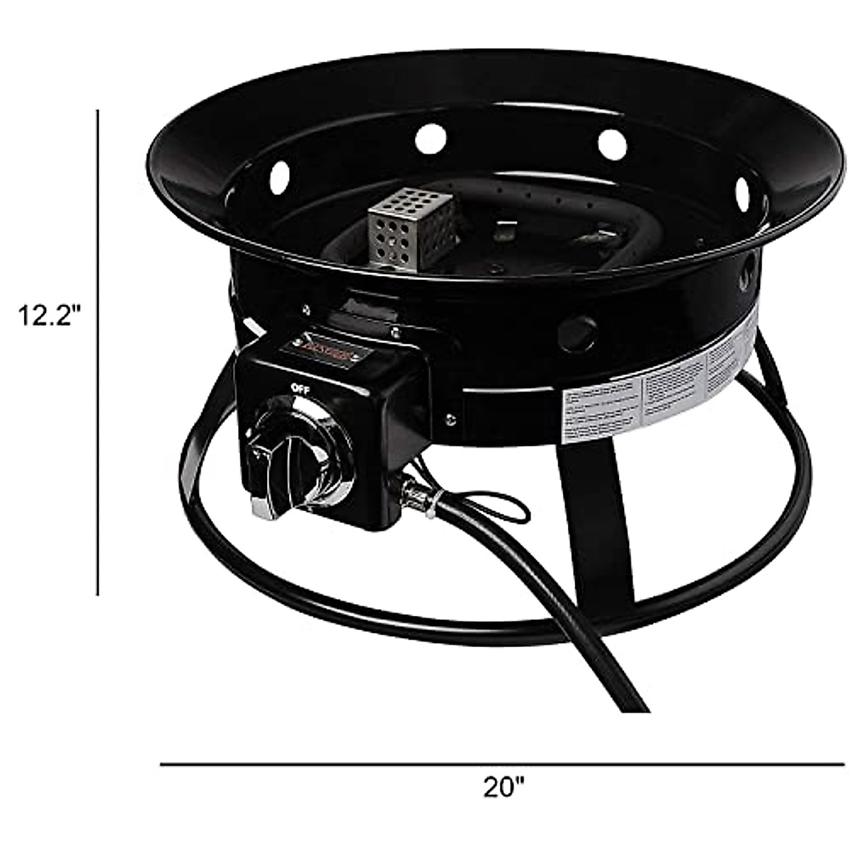 Mazatzal 20" Upgrade Portable Propane Fire Pit 52,000 BTU Outdoor Smokeless Gas Firepit Mini Electric Fire Pits for Outside Camping Campfire RV Backyard Deck Patio with Lid & Strap Lava Rock Stone