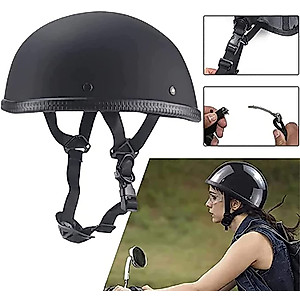 Motorcycle Half Helmet, DOT Approved Adult Men Women Retro Open Face Bike-Helmets, Bicycle/Skateboard Helmet for Adults, Bike, Skate, Scooter, Longboard Half Shell Helmet (Matte Black, Medium)