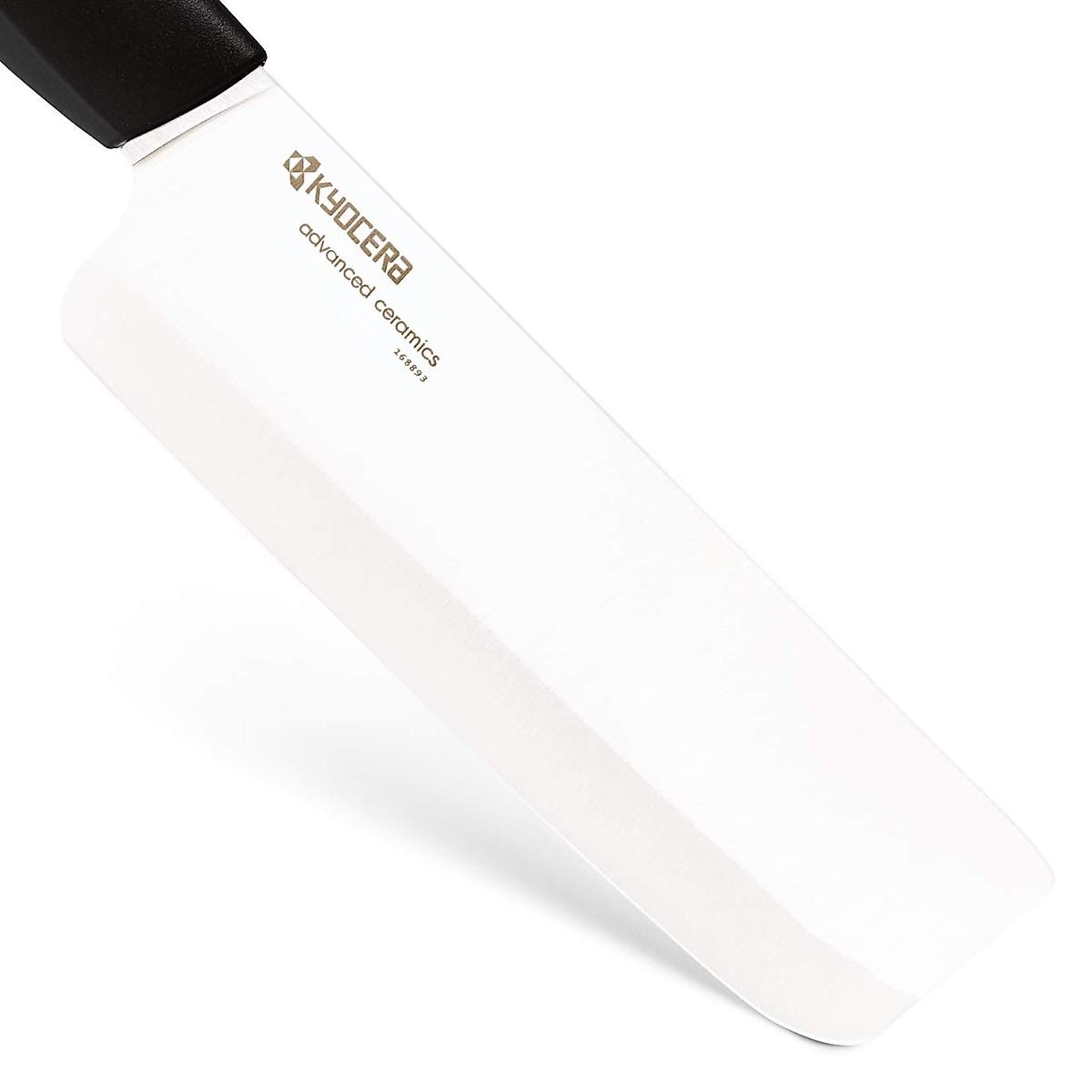 Kyocera Advanced Ceramic Revolution Series 6-inch Nakiri Vegetable Cleaver, Black Handle, White Blade