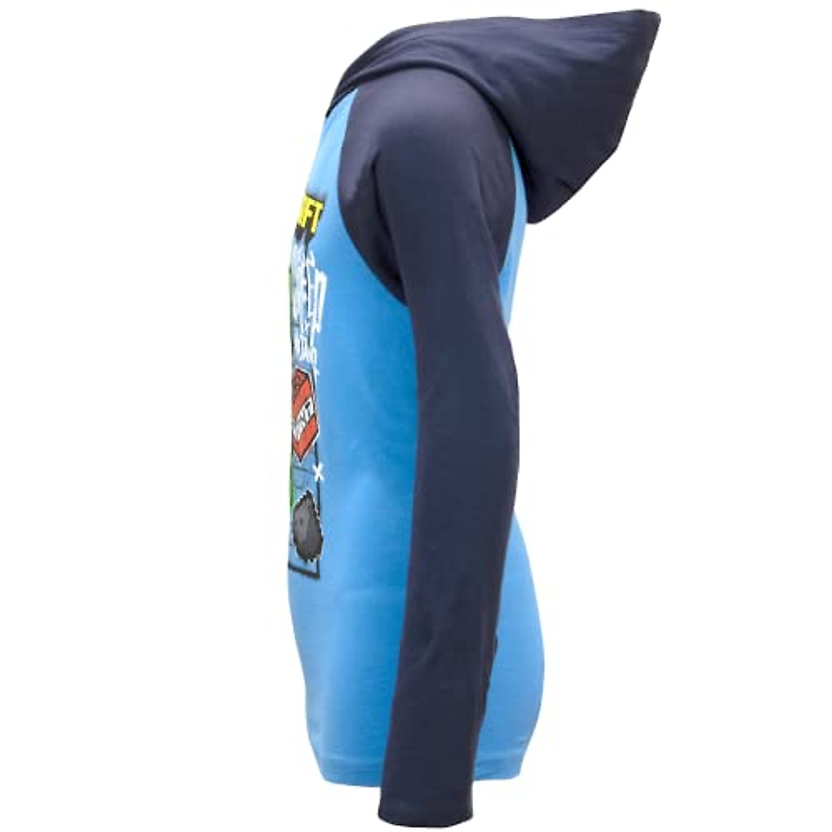 Minecraft Boys Long Sleeve Creeper Hoodie Tee (Blue, Size 4)