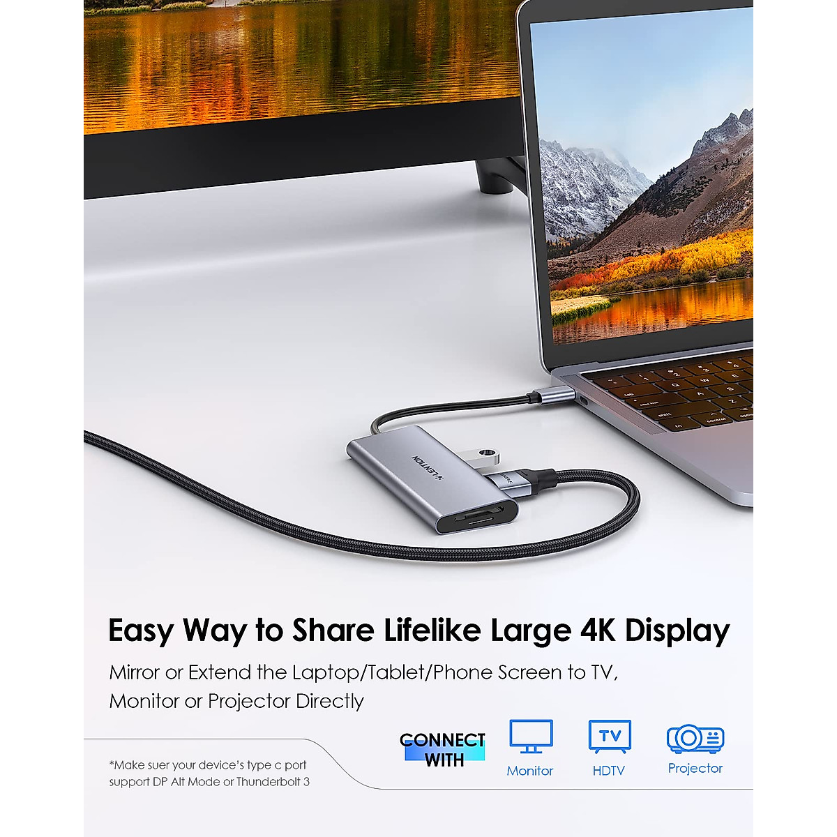 LENTION USB C Hub with 4K HDMI, 3 USB 3.0, SD/Micro SD 3.0 Card Reader, Compatible 2023-2016 MacBook Pro, New Mac Air/Surface, Chromebook, iPhone15 or More, Stable Driver Adapter (C34, Space Gray)