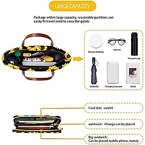 Allinterest Cute Penguin Printed Women 2pcs Handbag Set Satchel Bag PU Leather Wallet Large Top Handle Tote Bag