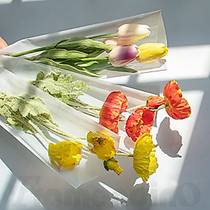 Framendino, 100 Pack Single Rose Clear Bags Flower Packaging Bag Floral Bouquet Wrapping Paper for Birthday Gift Valentines Day