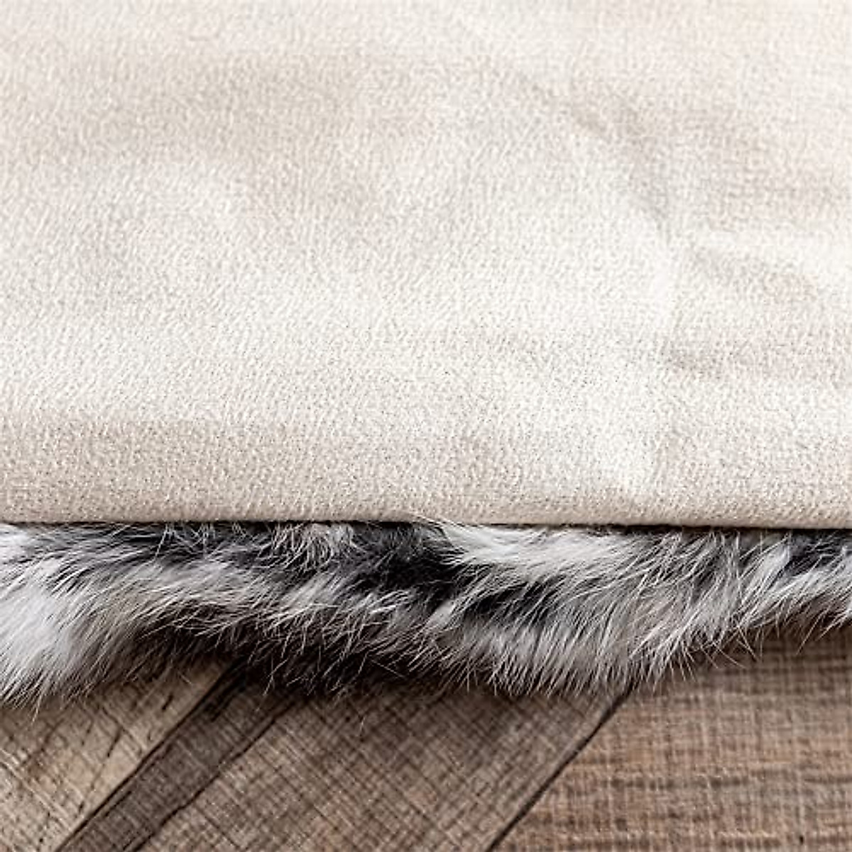 Natural Real Rabbit Fur Throw Blanket Pelt Luxury Fluffy Soft Cozy Plush,Thick Warm Blanket for Couch, Sofa and Bed,55.1 in x62.9in(Gray)