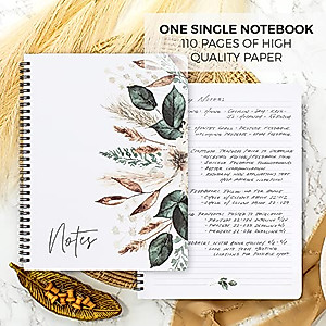 Aesthetic Spiral Notebook Journal For Women - Cute Dried Floral 10.5" x 8.5" College Ruled Notebook With Large Pockets And Lined Pages - Perfect to Stay Organized and Boost Productivity at Work or School