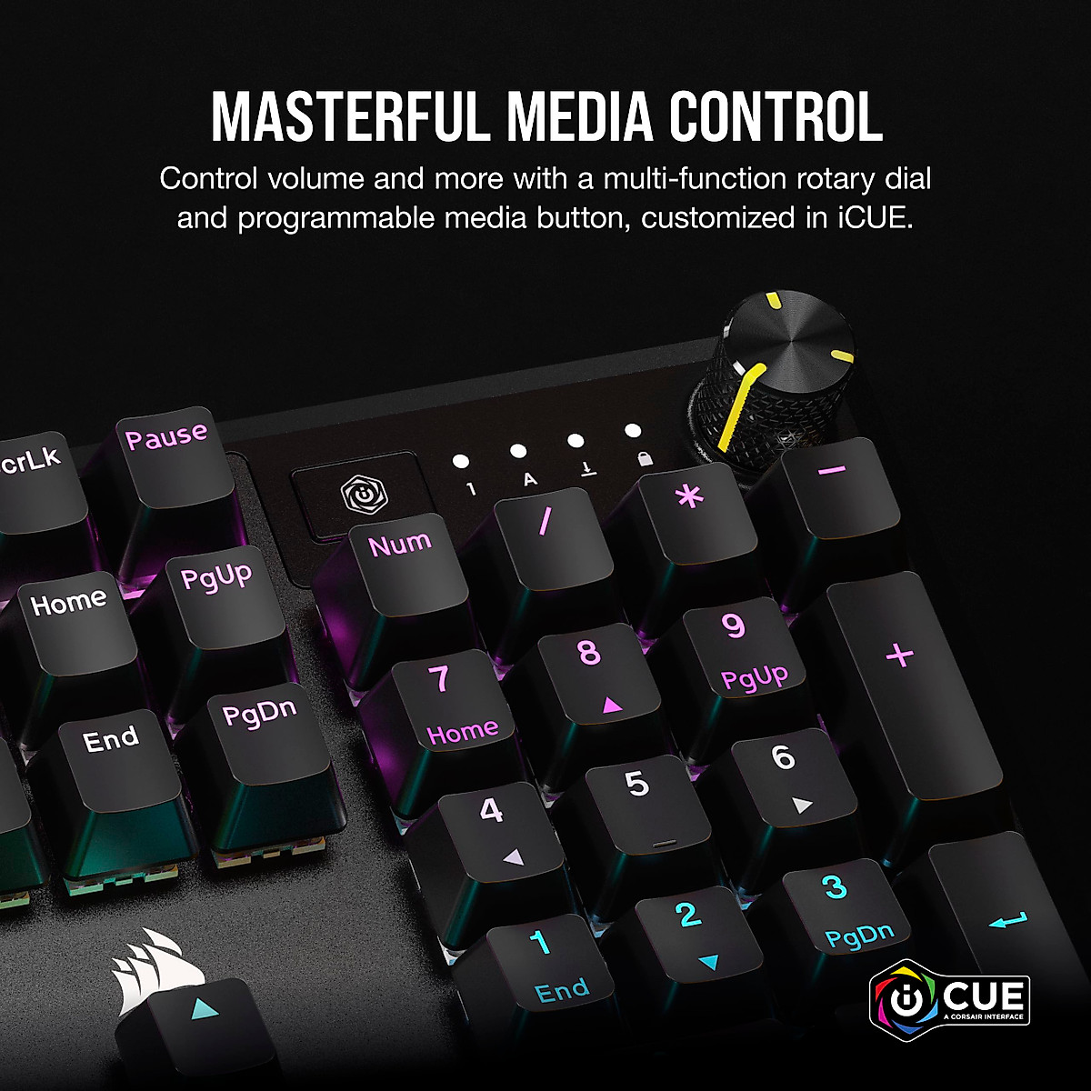 CORSAIR K70 CORE RGB Mechanical Gaming Keyboard with Palmrest - Pre-lubricated Corsair MLX Red Linear Keyswitches - Sound Dampening - Media Control Dial - iCUE Compatible - QWERTY NA Layout - Black