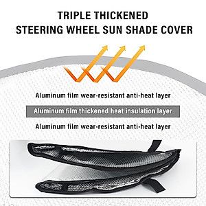 Car Steering Wheel Cover Sun Shade,3 Layers Thickened Foil Car Heat Shield for Steering Wheel,Universal Car Accessories Cooling Steering Wheel Cover for Car Truck SUV Van