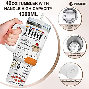 GEPOSTORE Christmas Gifts for Men Women, Friendship 40oz Tumbler with Handle, Funny Movie Character Travel Cup, Birthday Gifts for Movie Lover