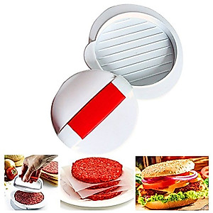 Burger Press Hamburger Maker Mould Machine Set BBQ Patty Juicy Regular Beef Maker Round Non Stick Mold Easy to Use White