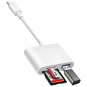 USB C to SD Card Reader, SD Card Adapter with SD MicroSD USB 3 Ports, BnmxTek USBC Memory Card Reader for iPhone 15 Pro Max, iPad Pro/Air/Mini, Mac, MacBook Pro/Air, and More USB-C/Type C Devices